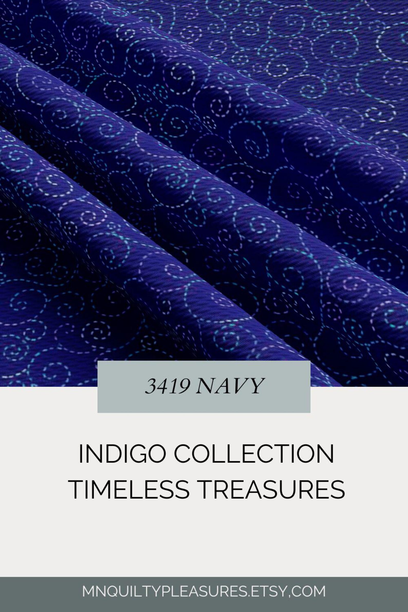 Navy Swirl Quilting Fabric by the Half Yard Dotted Line Pattern ...