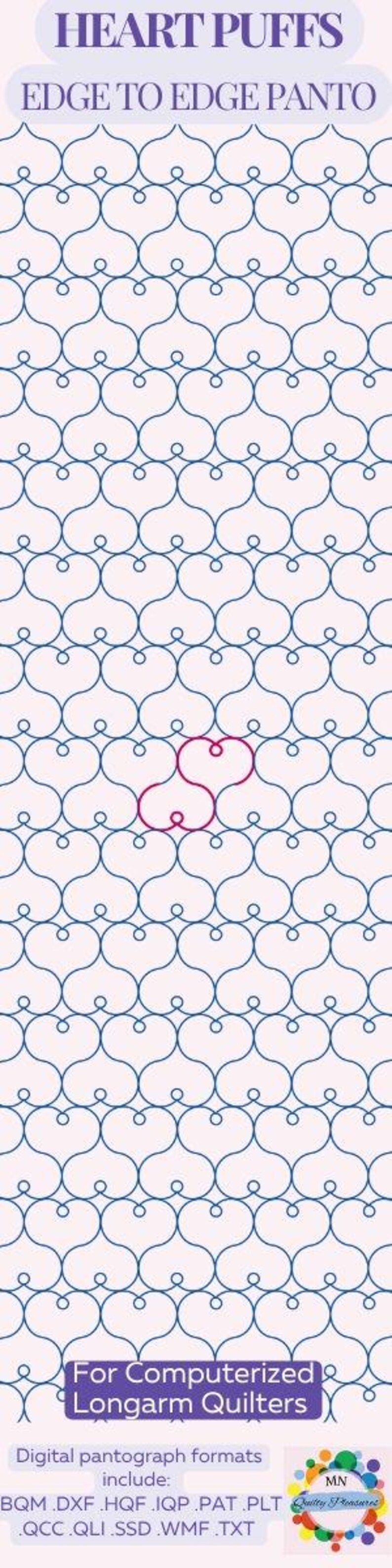 Heart Border Edge to Edge Pantograph for Long Arm Quilting Heart Circle ...