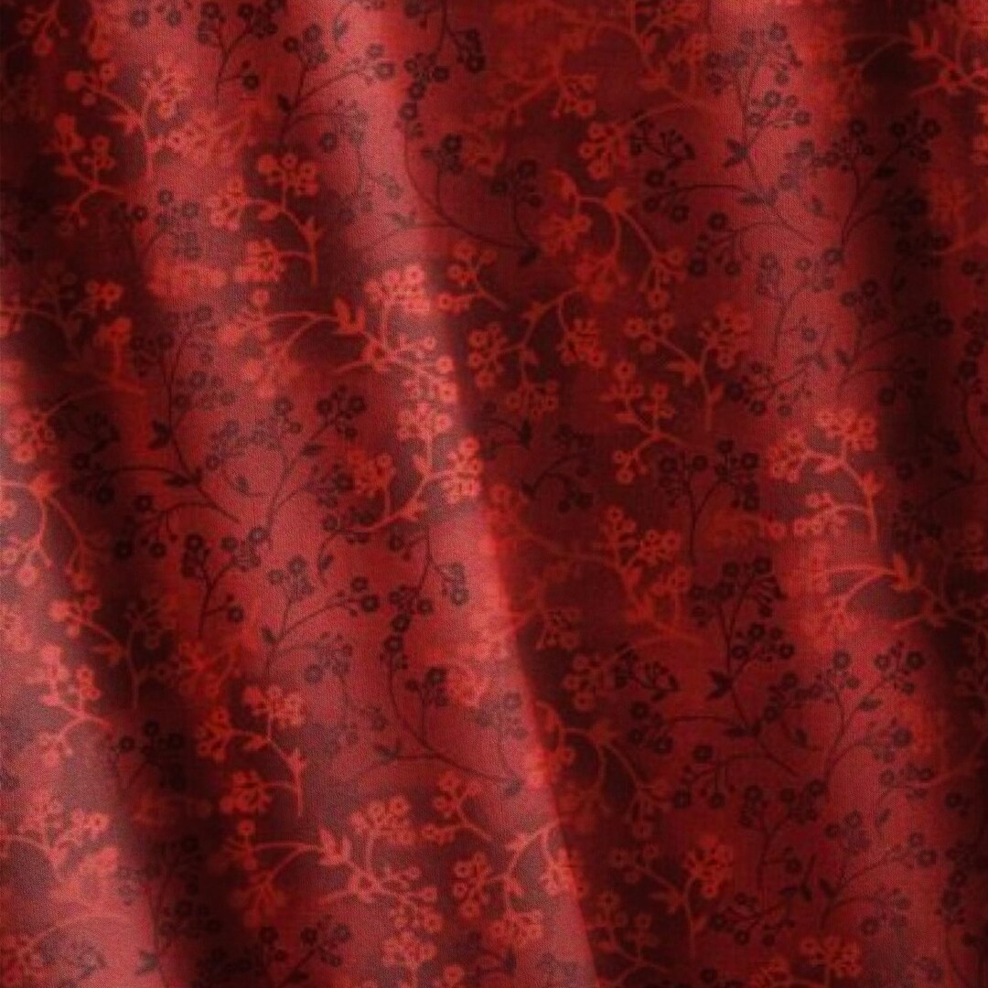 Red Floral Cotton Fabric by the Half Yard Quilting Fabric for Sewing ...