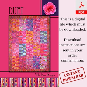 Duet Jelly Roll Friendly Quilt Pattern Lap Size Quilt Pattern Wall ...