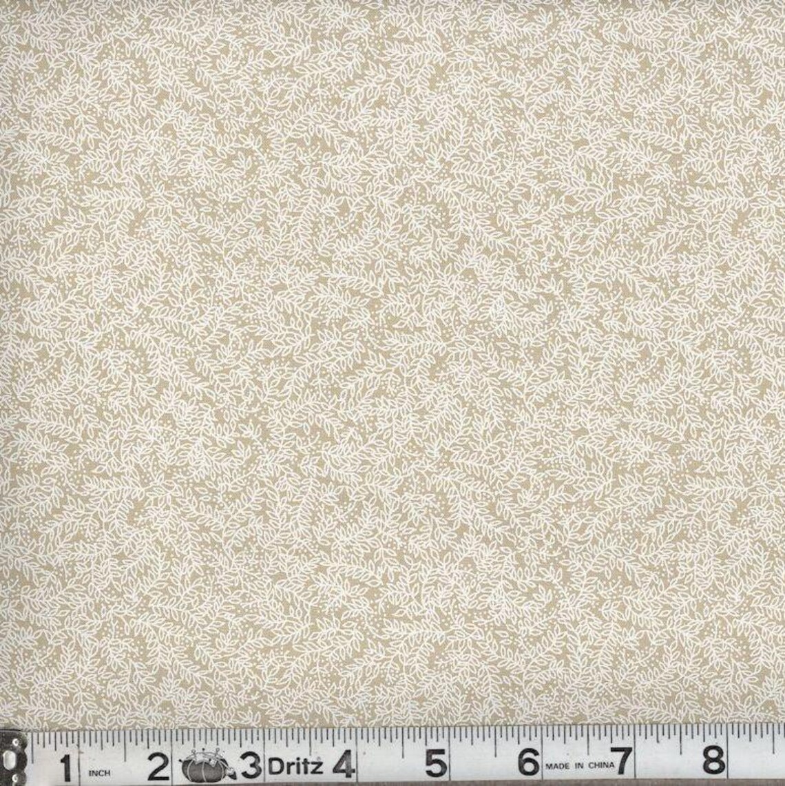 White on Neutral Tiny Leaf Neutral Tonal Tan Cotton Quilting Fabric by ...