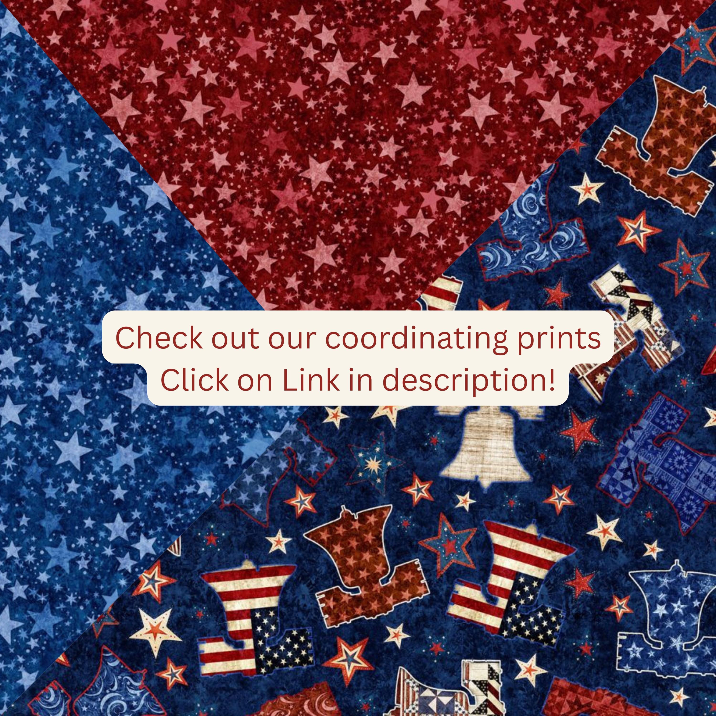 Patriotic Bells White Background Valor Quilting Fabric for Independence ...
