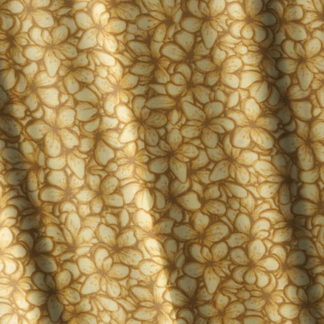 Camel Tan Neutral Floral Fabric by the Half Yard Cotton Quilting Fabric ...