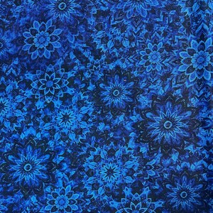 Blue Floral Cotton Fabric by the Half Yard Navy Dahlia Combed Cotton ...