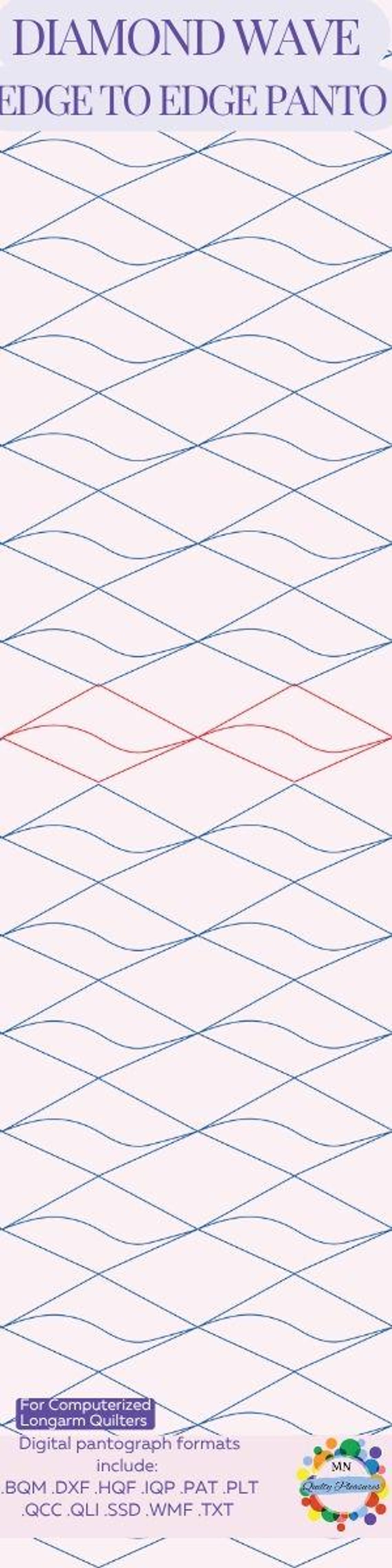 Diamond Wave E2E Pantograph for Long Arm Continuous Line Quilt Pattern ...