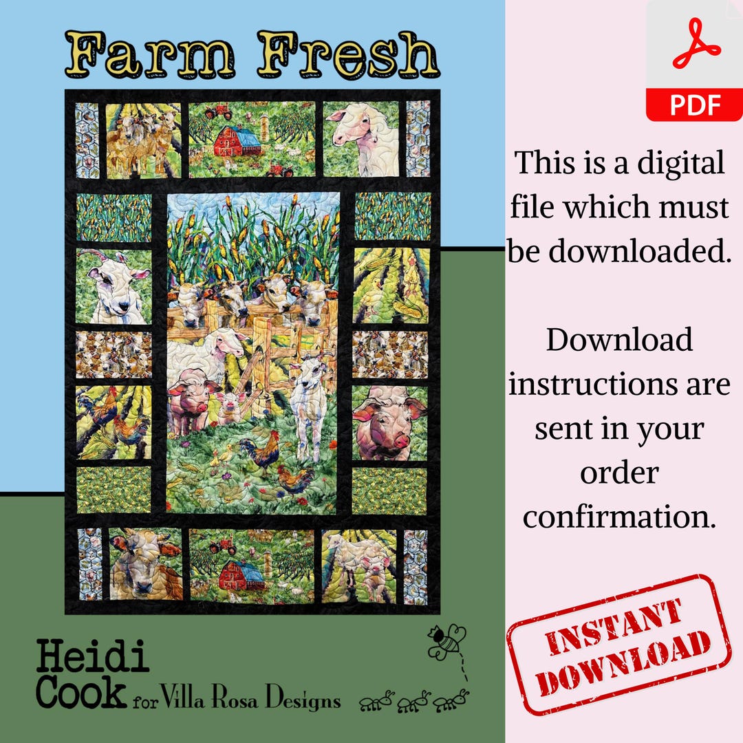 Farm Fresh Digital Quilt Pattern Panel Quilt Farm Decor Wall Hanging ...