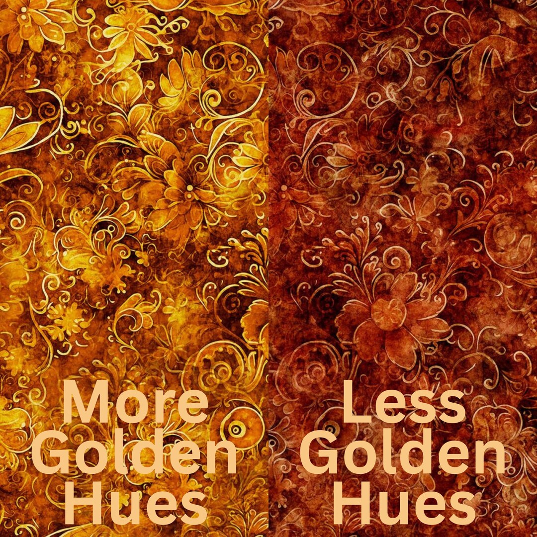 Autumn Fall Floral Cotton Fabric Brown Tonal Golden Fabric by the Half ...