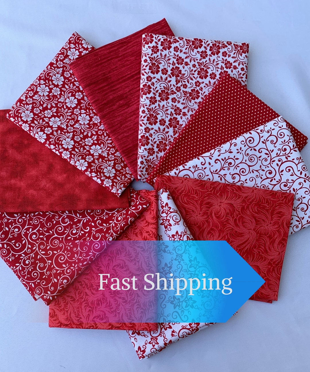 Red Tone on Tone Fat Quarter Bundle 100% Cotton Stash Builder Red and ...