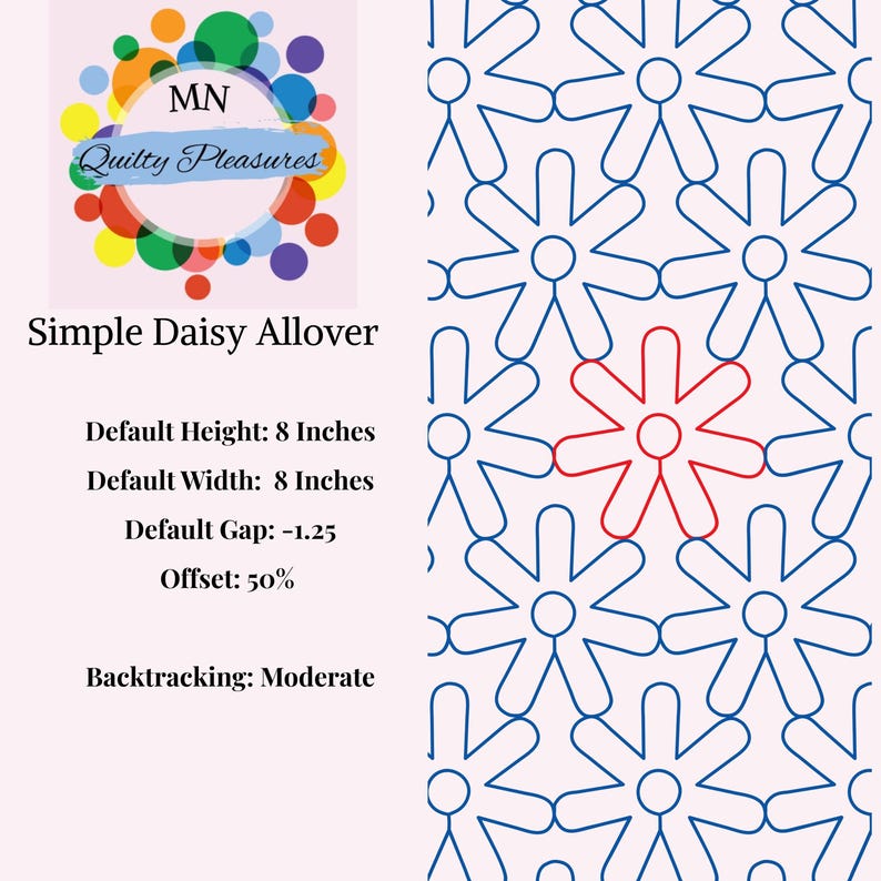 Daisy Allover Pantograph Floral Longarm Quilting Pattern Quilt E2E ...