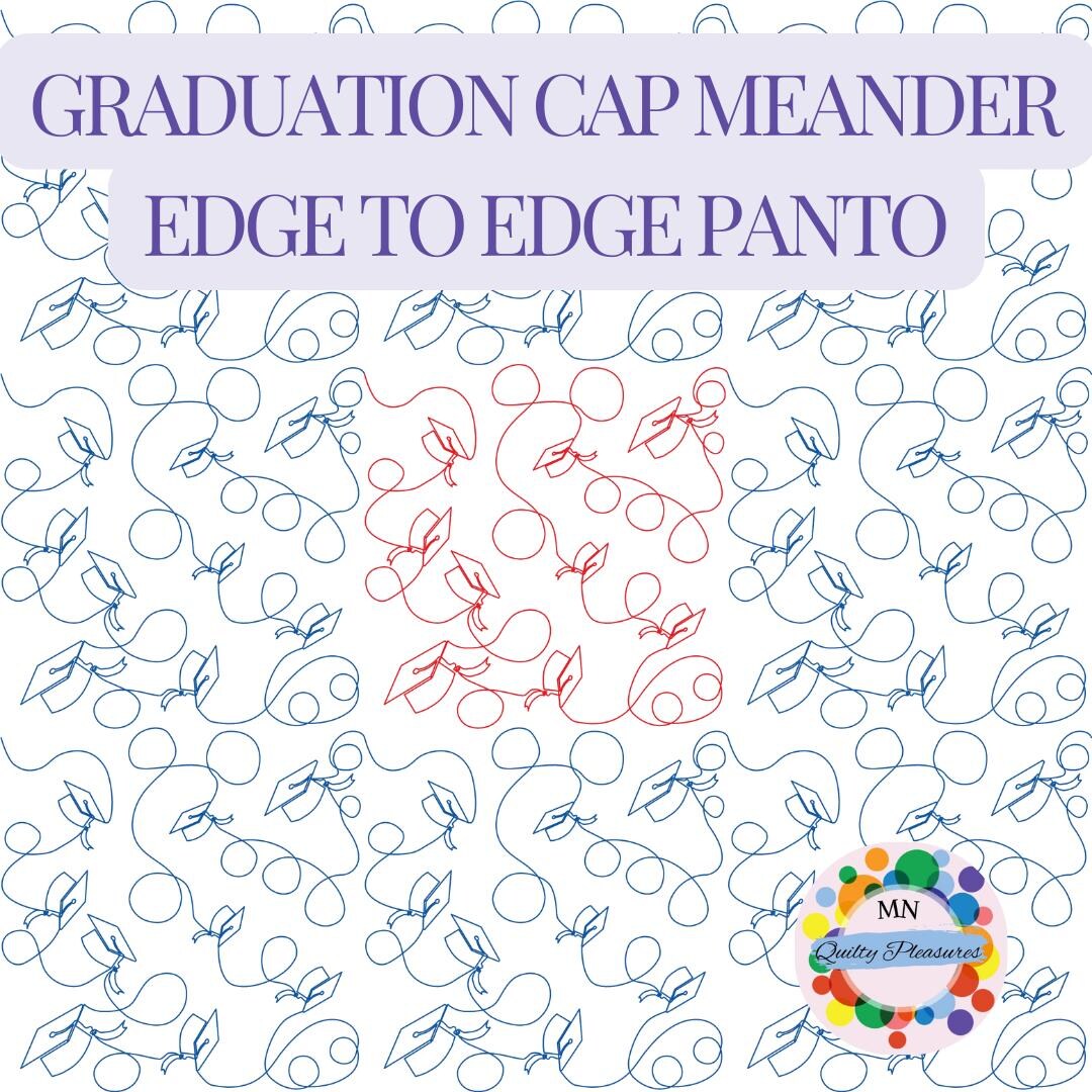 Graduation Cap Meander Edge to Edge Pantograph for Quilting Digital E2D Quilting Design Edge to ...