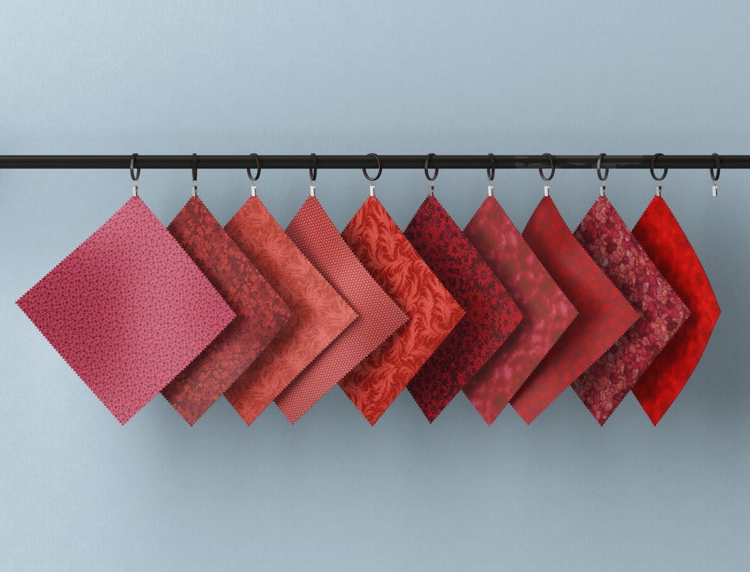 Red Charm Pack 40-5 Inch Square 100% Cotton Fabric Precut Tone on Tone ...