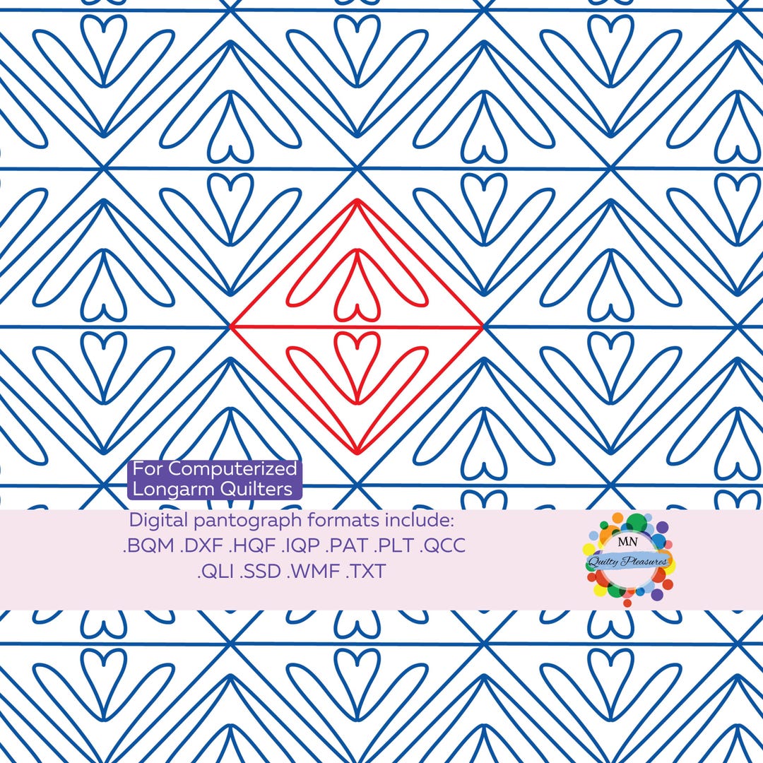 Playful Hearts Pantograph Pattern for Long Arm Quilters Digital ...