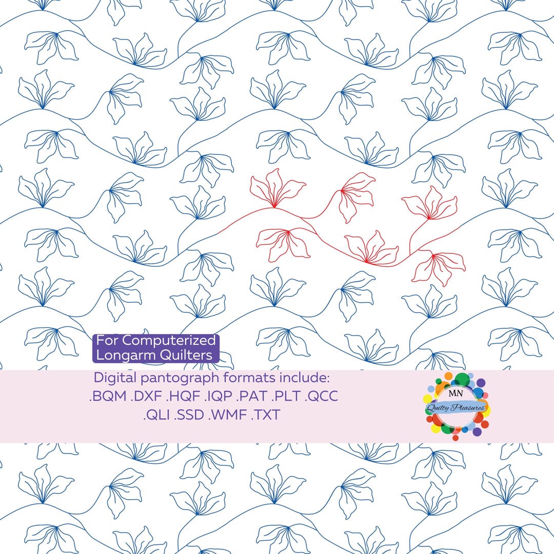 Leaf Vine Edge to Edge Pantograph for Long Arm Continuous Line Quilt ...
