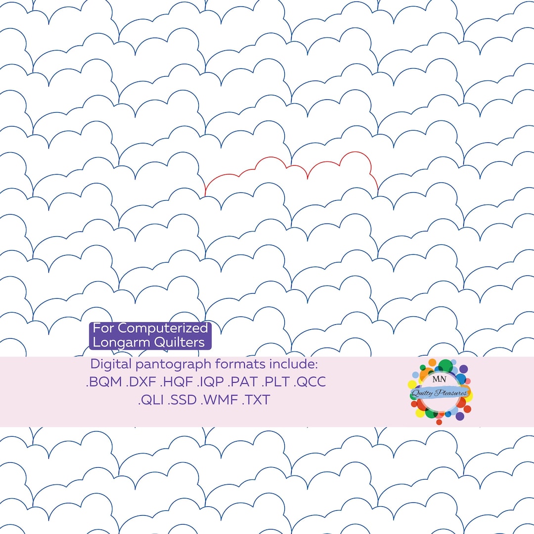 Clouds E2E Pantograph for Baby Quilt Long Arm Continuous Line Quilt ...