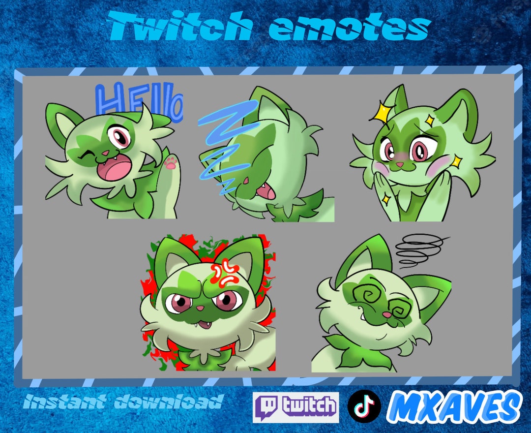 Pokémon Sprigatito Emotes Scarlet and Violet - Etsy