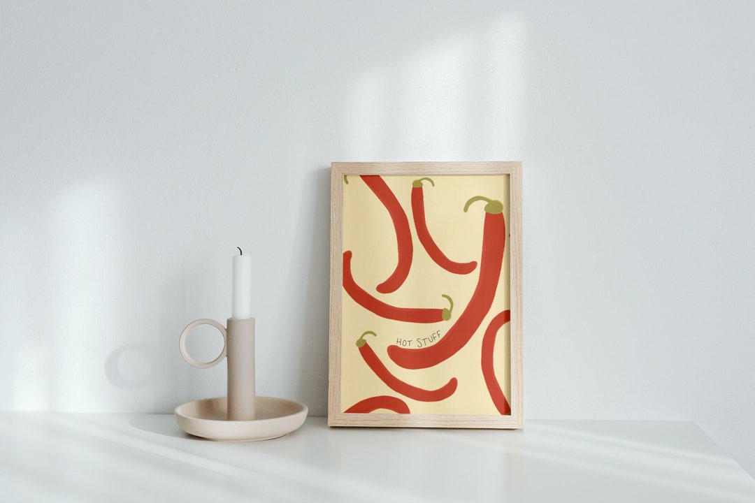 Hand-drawn Digital Chili Wall Art Print A5/A4 Unframed hot Stuff ...