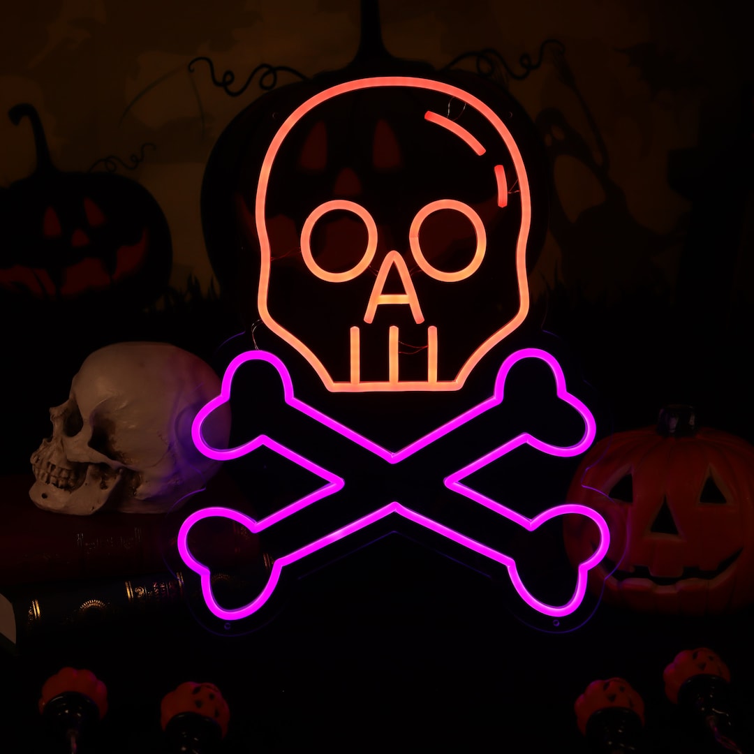 Halloween Skull Neon Sign - Halloween Custom Neon Sign - Anime Neon ...