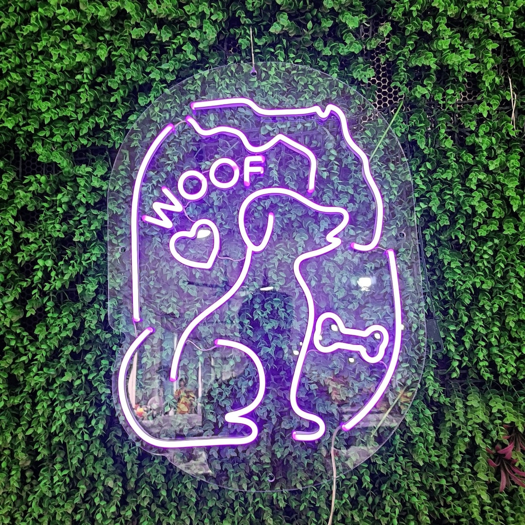 Woof Dog Neon Sign - Dog Neon Sign - Anime Neon Sign - Pet Neon Sign ...