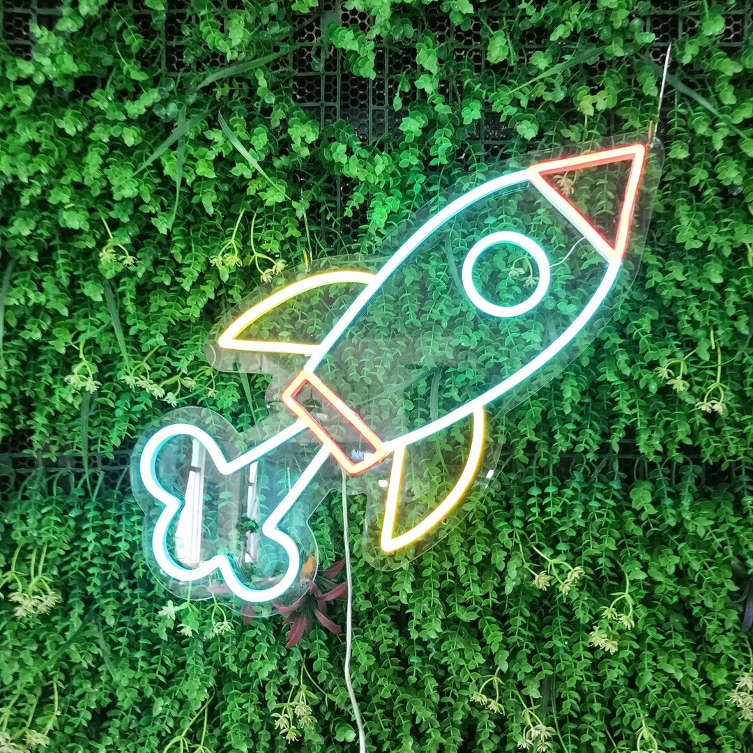 Rocket Neon Sign Space Custom Neon Sign Neon Sign Game Room Neon Sign ...
