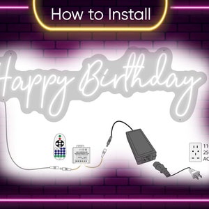 Happy Birthday Neon Sign | Birthday Party Decorations Supplies ...