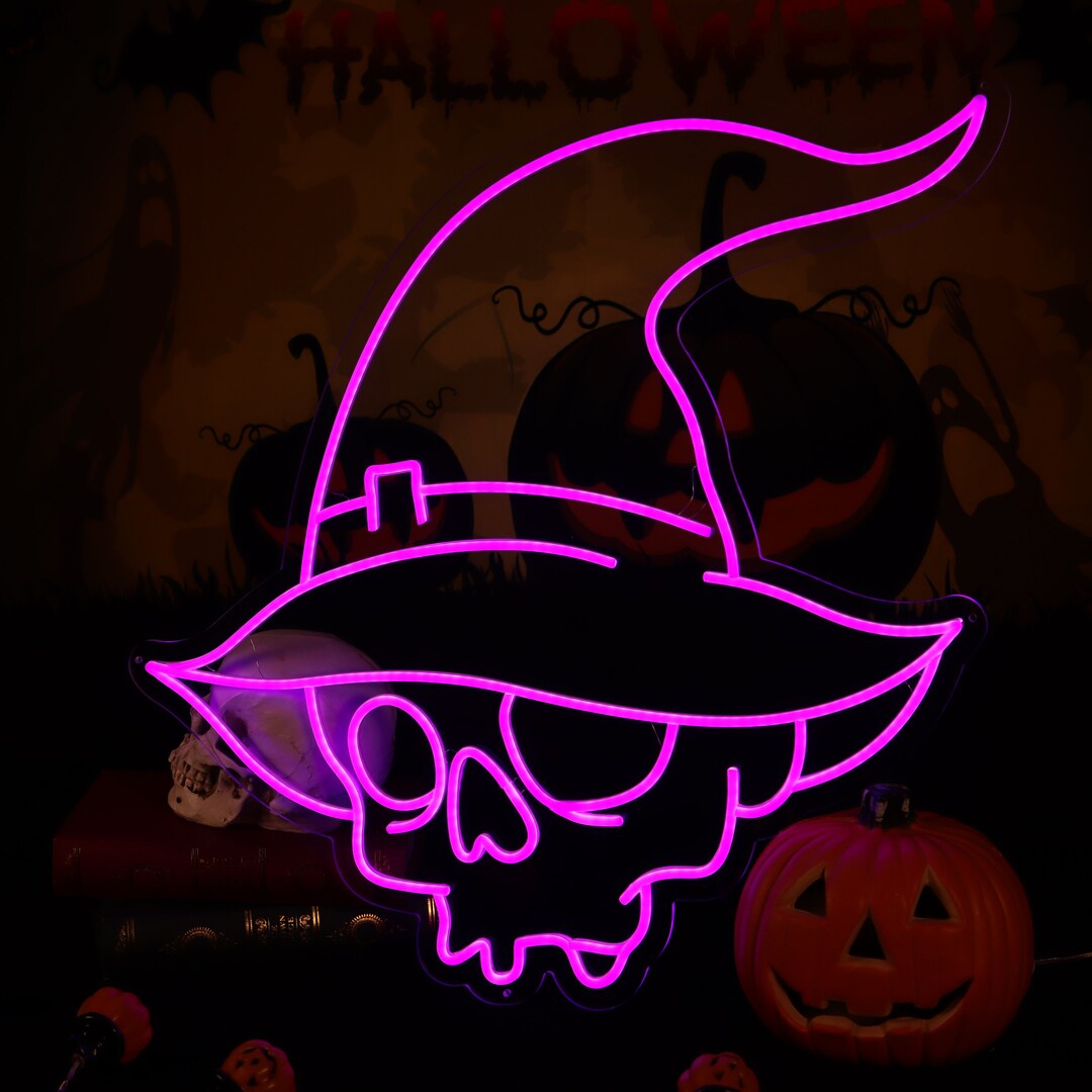Witch Hat Neon Sign Halloween Custom Neon Sign Neon Light - Etsy