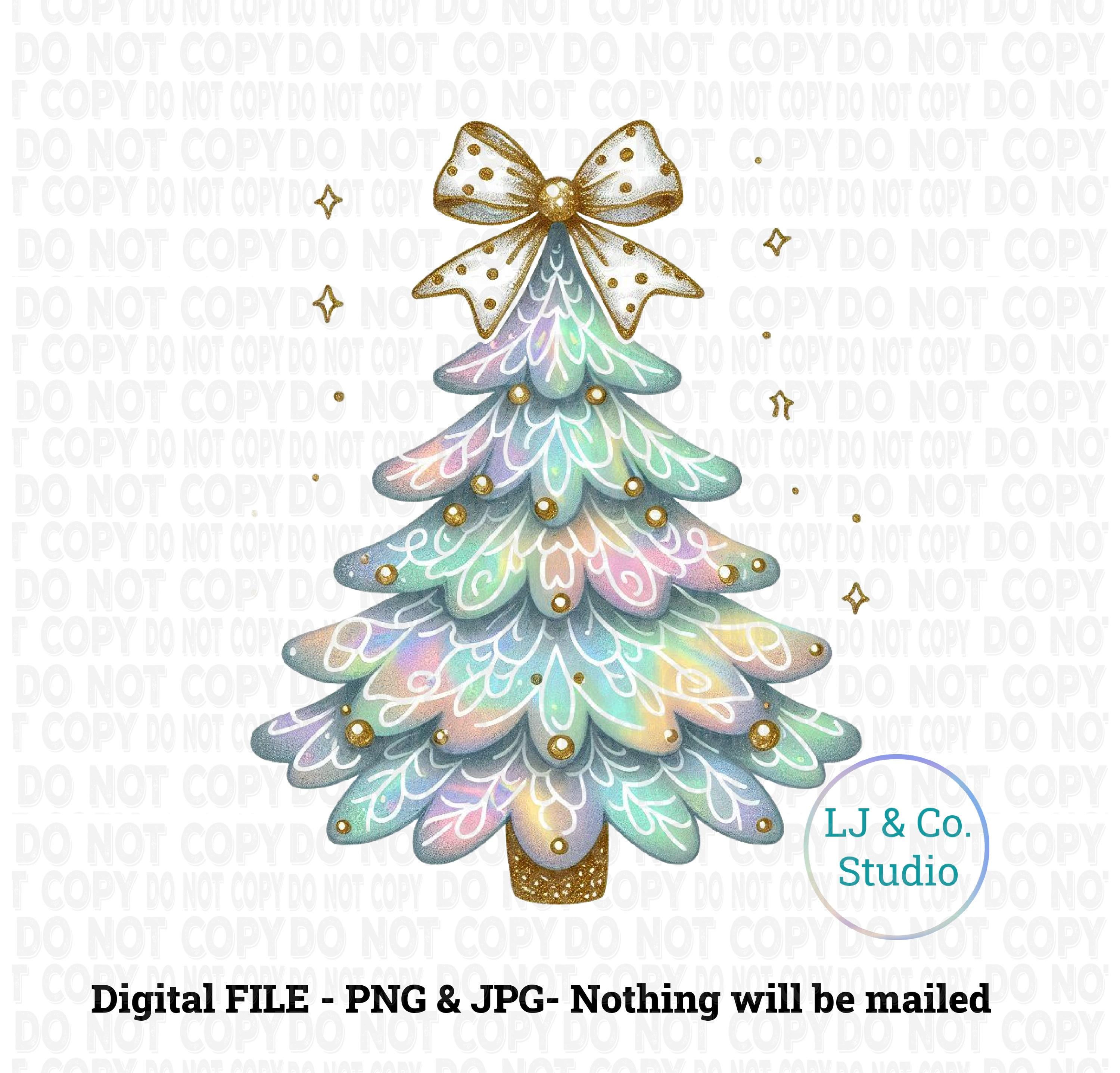 Iridescent Christmas Tree PNG, Coquette Christmas Png, Iridescent ...