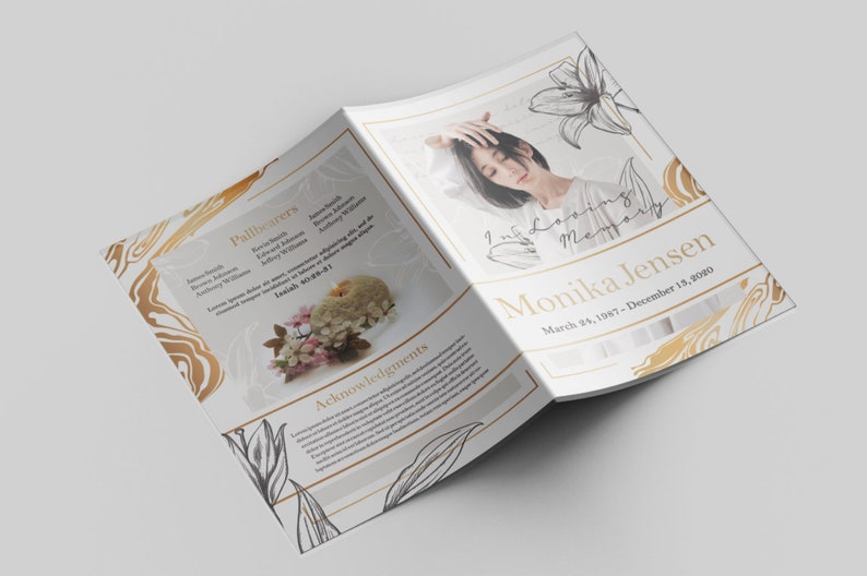 In Loving Memory Funeral Program Design Template Bi-fold 4 - Etsy