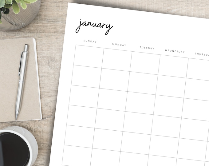 Blank Calendar Template, 8.5 X 11 Inches, Vertical Printable Calendar ...