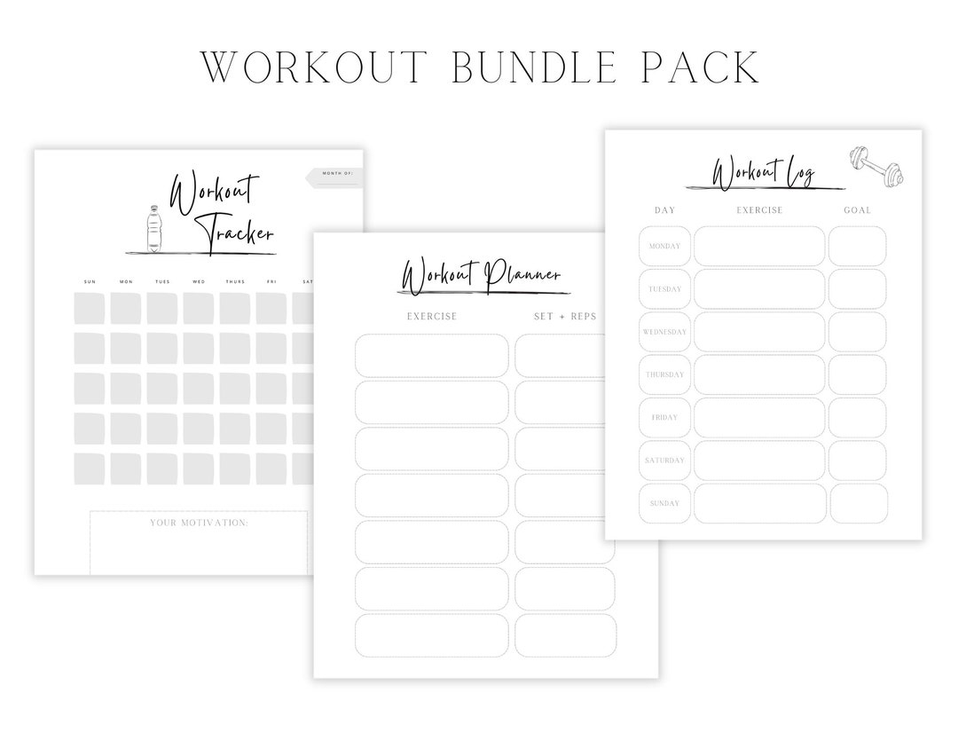 Workout Bundle | Instant Download | Minimalist Workout Bundle | 8.5x11 ...