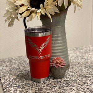 Corvette C7 Wings With Corvette Lettering 30oz Tumbler. Laser Engraved ...