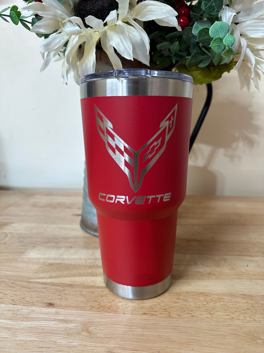 Corvette C8 Chevy Logo With Corvette Lettering Logo 30oz Tumbler Laser ...