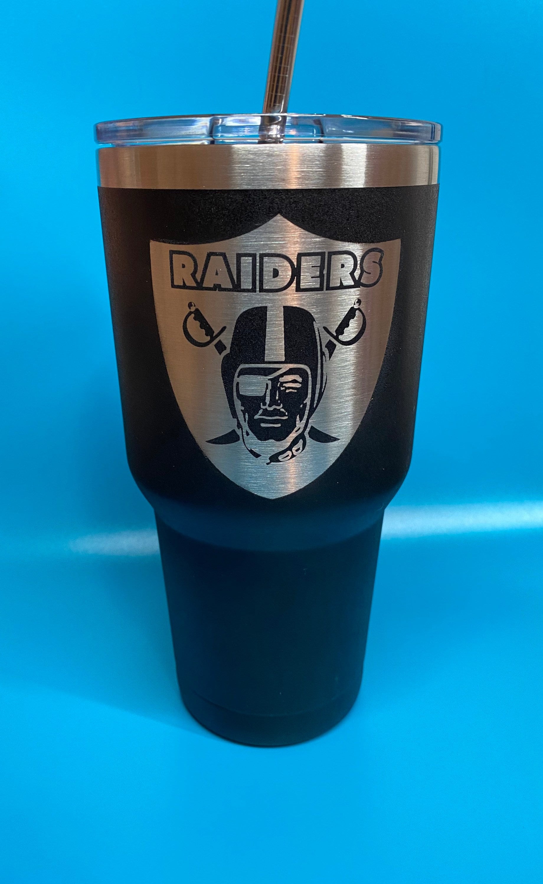 Raiders Black 30oz Stainless Steel Tumbler.engraved Coffee Travel Mug ...