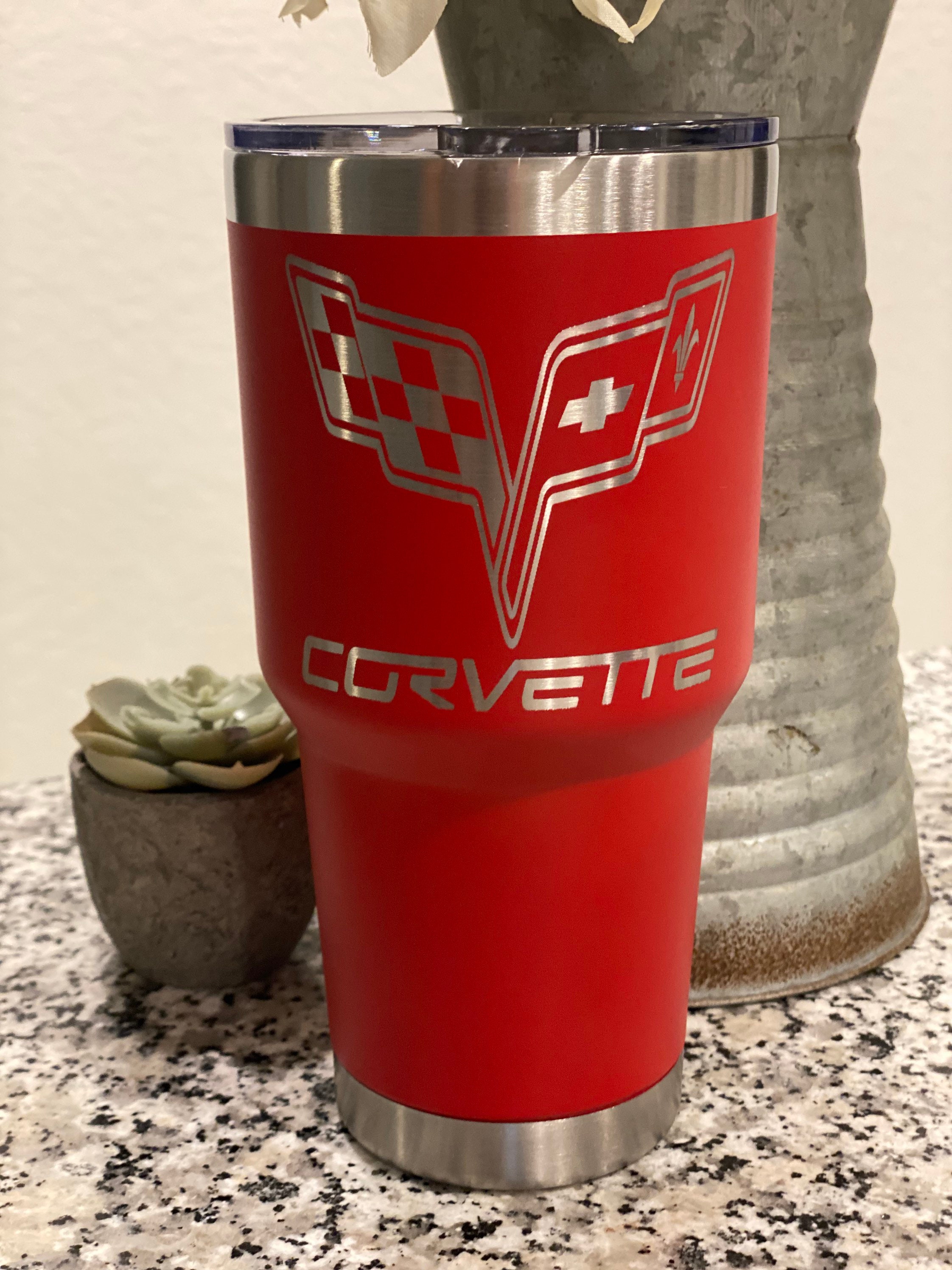 Corvette C6 Wings With Corvette Lettering Designs 30oz Tumbler. Laser ...