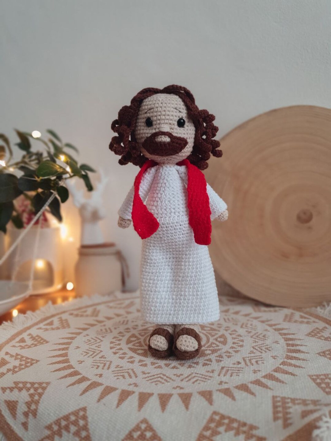 Crocheted Jesus Doll With Red Ribbon: Religious Figurine - Etsy