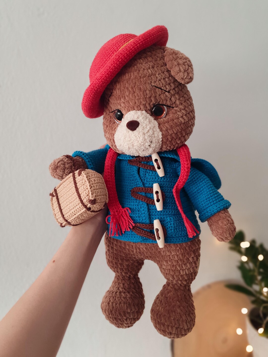Crocheted Teddy Bear: Traveler With Blue Jacket & Suitcase - Etsy