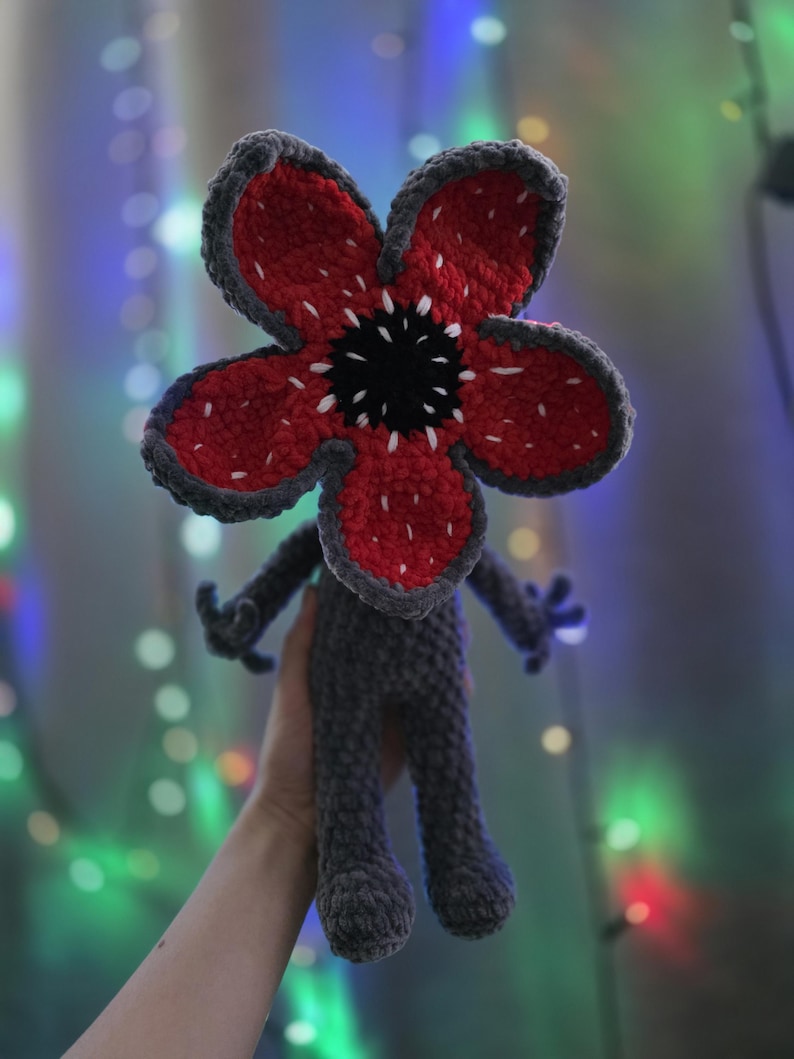 Cute Crochet Demogorgon Plushie, Soft Gray Monster Toy, Handmade Alien ...