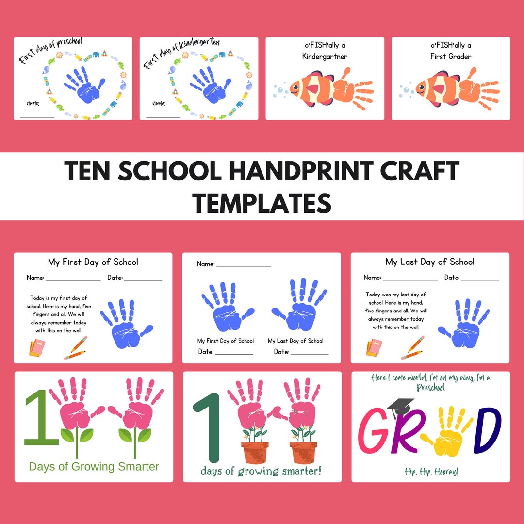 Back to School Handprint Art Bundle | First Day of School Activity ...