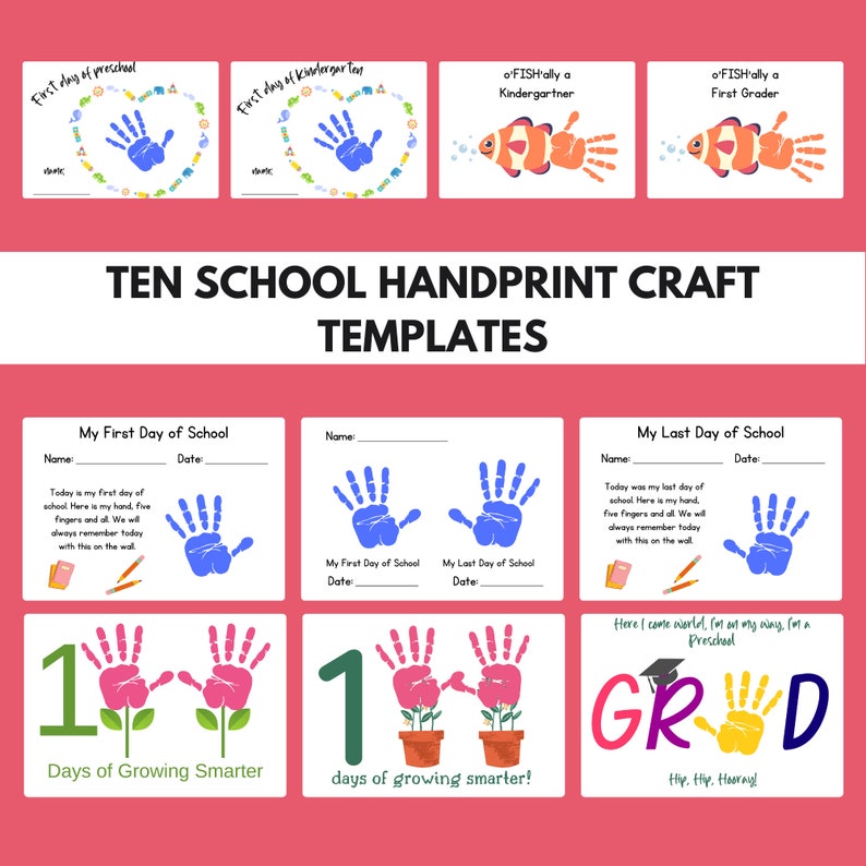 Back to School Handprint Art Bundle | First Day of School Activity ...