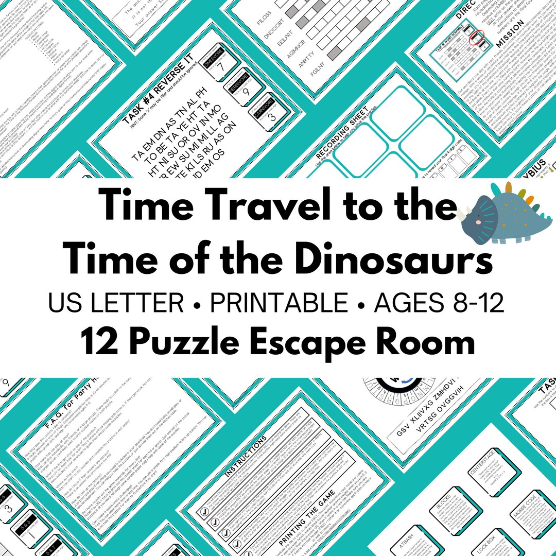 Dinosaur Escape Game – Time Travel to the Time of Dinos Party Game – 12 ...
