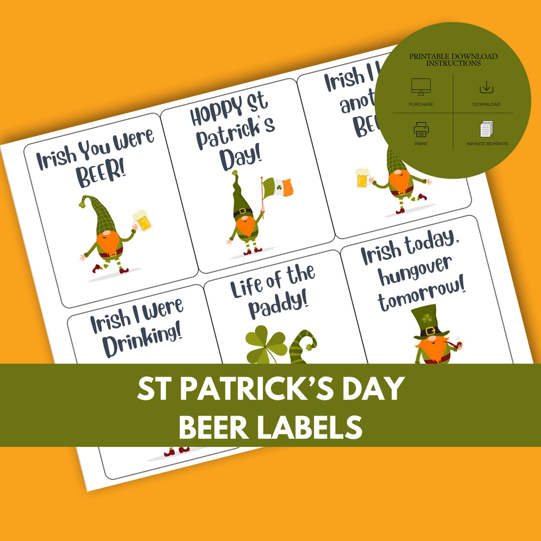 St Patrick’s Day Beer Bottle Labels - Leprechaun Labels for Beer – St ...