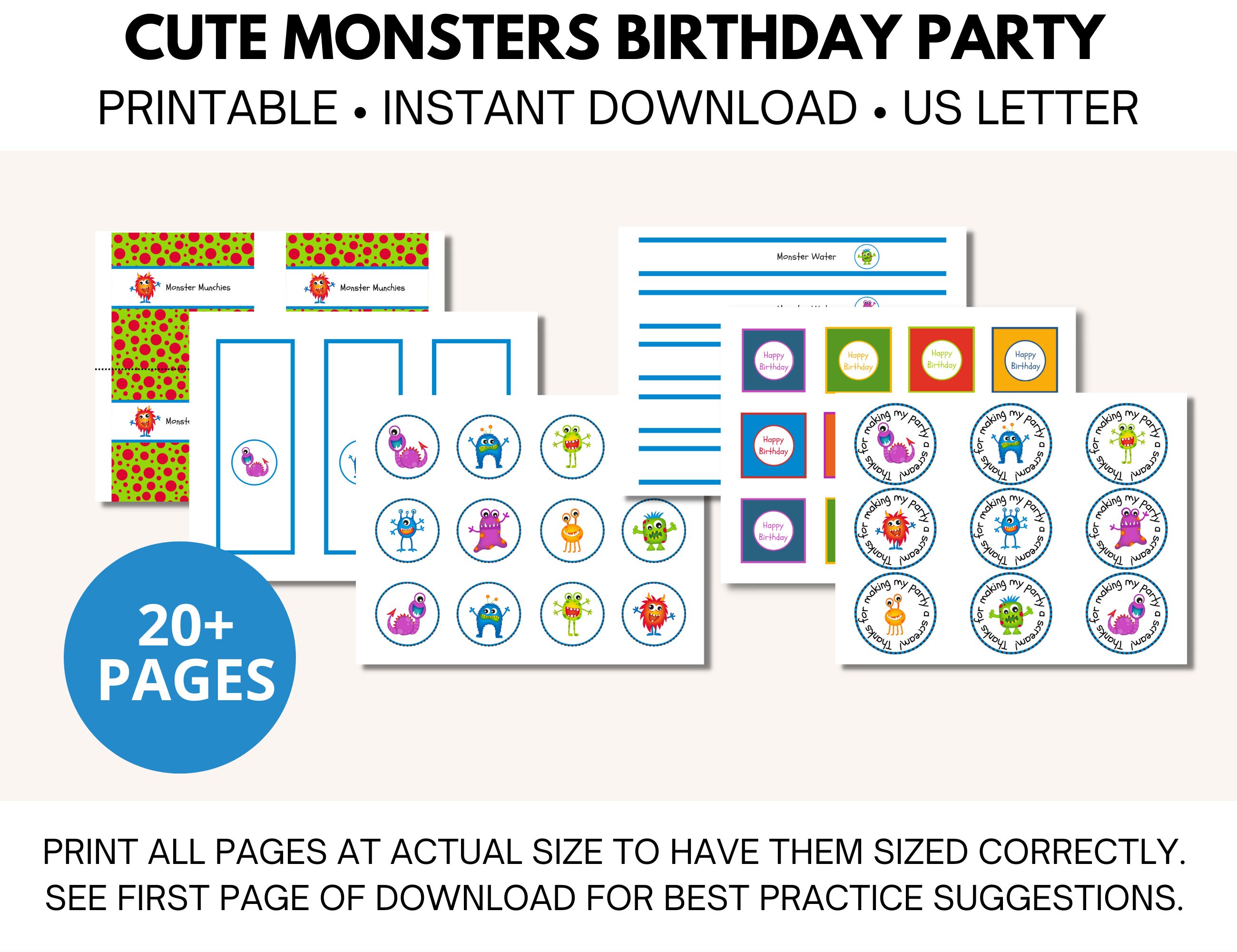 Cute Monster Birthday Party Non-scary Monster Birthday - Etsy
