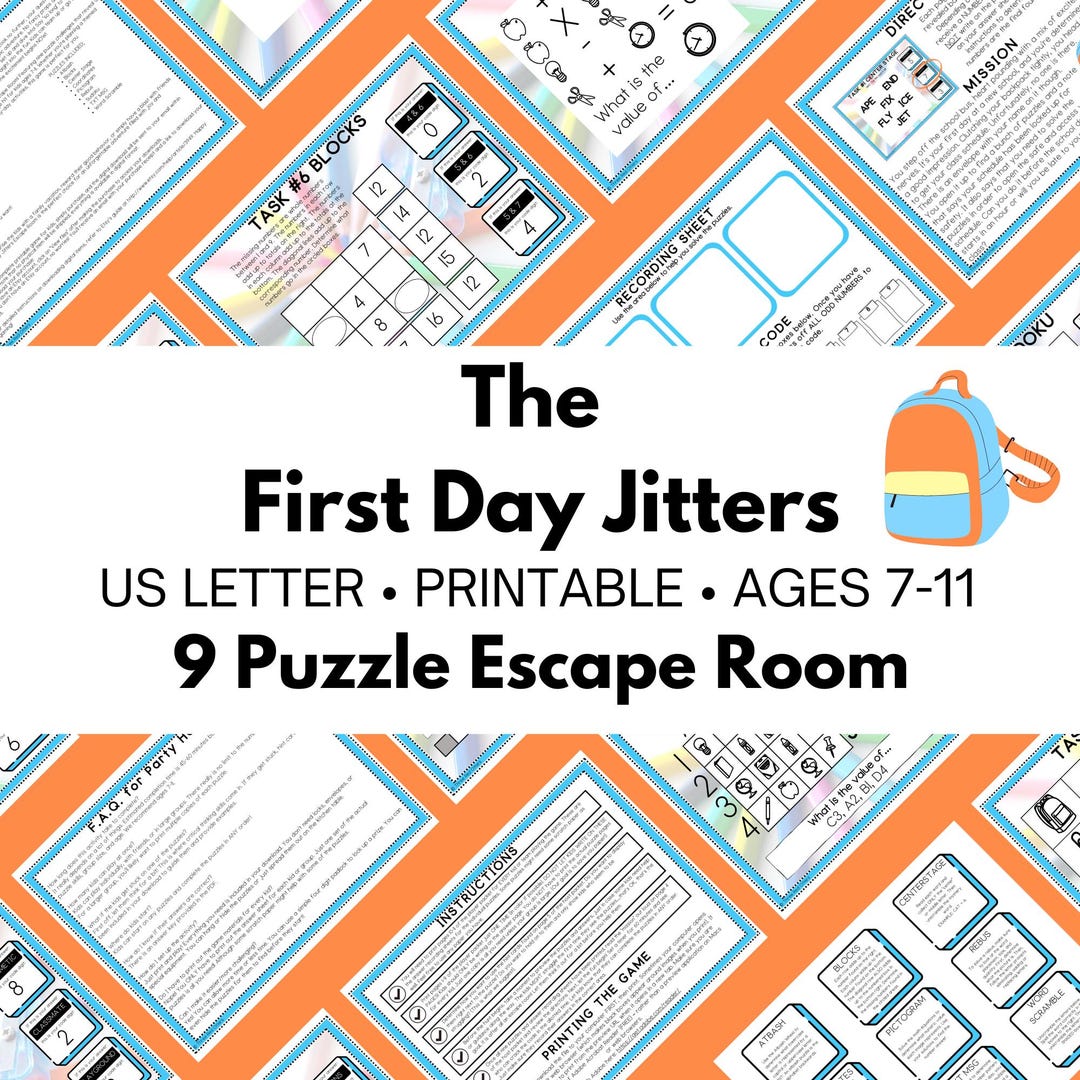 Back to School Escape Game – First Day Jitters Party Game – 9 Puzzle ...