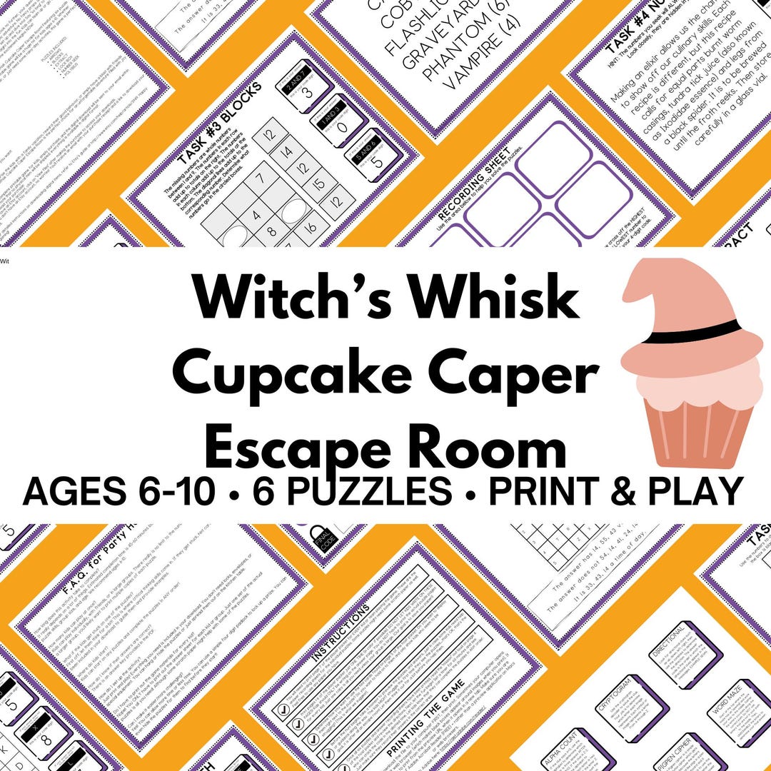 Halloween Escape Game – the Witch’s Whisk Cupcake Caper Party Game – 6 ...