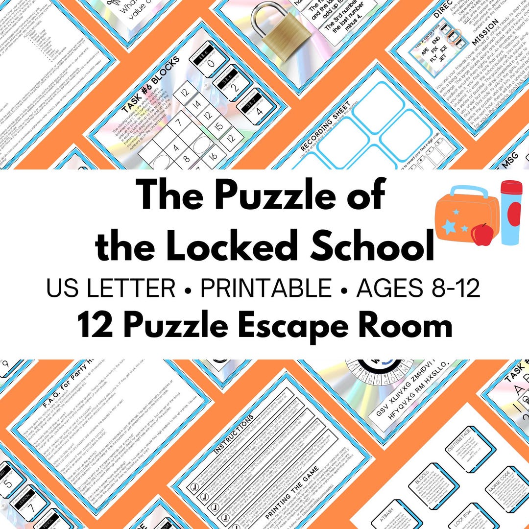 Back to School Escape Game – the Locked School Puzzle Party Game – 12 ...