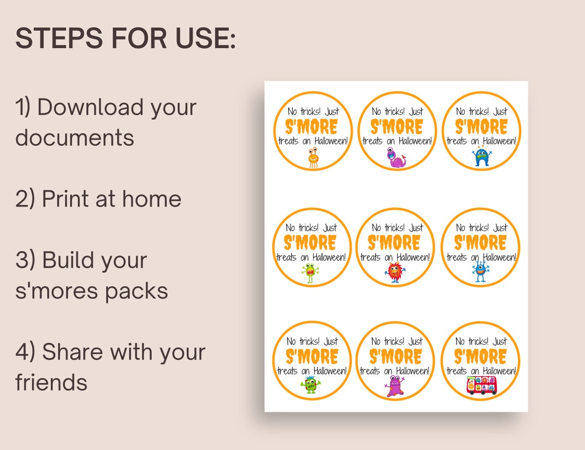 Halloween Smores Favor Labels Halloween Smores Favor Kits - Etsy