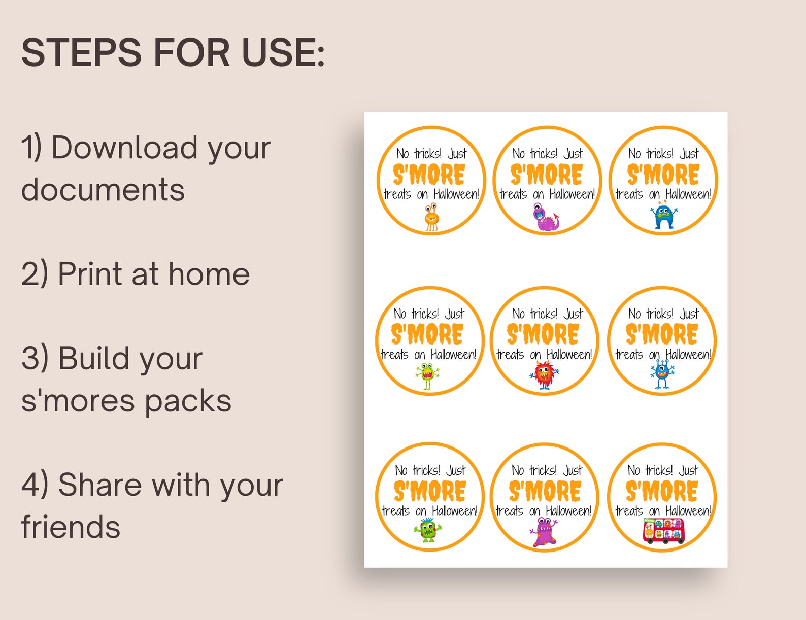 Halloween Smores Favor Labels Halloween Smores Favor Kits - Etsy