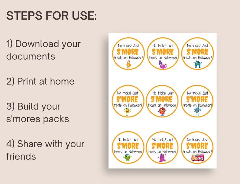 Halloween Smores Favor Labels Halloween Smores Favor Kits - Etsy