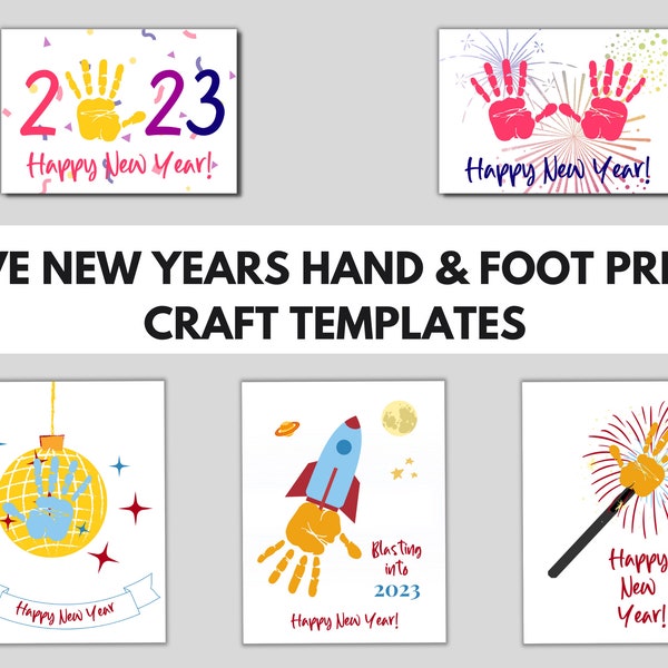 New Year Handprint Art - Etsy