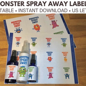Cute Monster Spray Away Get Rid of Monsters Spray Labels - Etsy