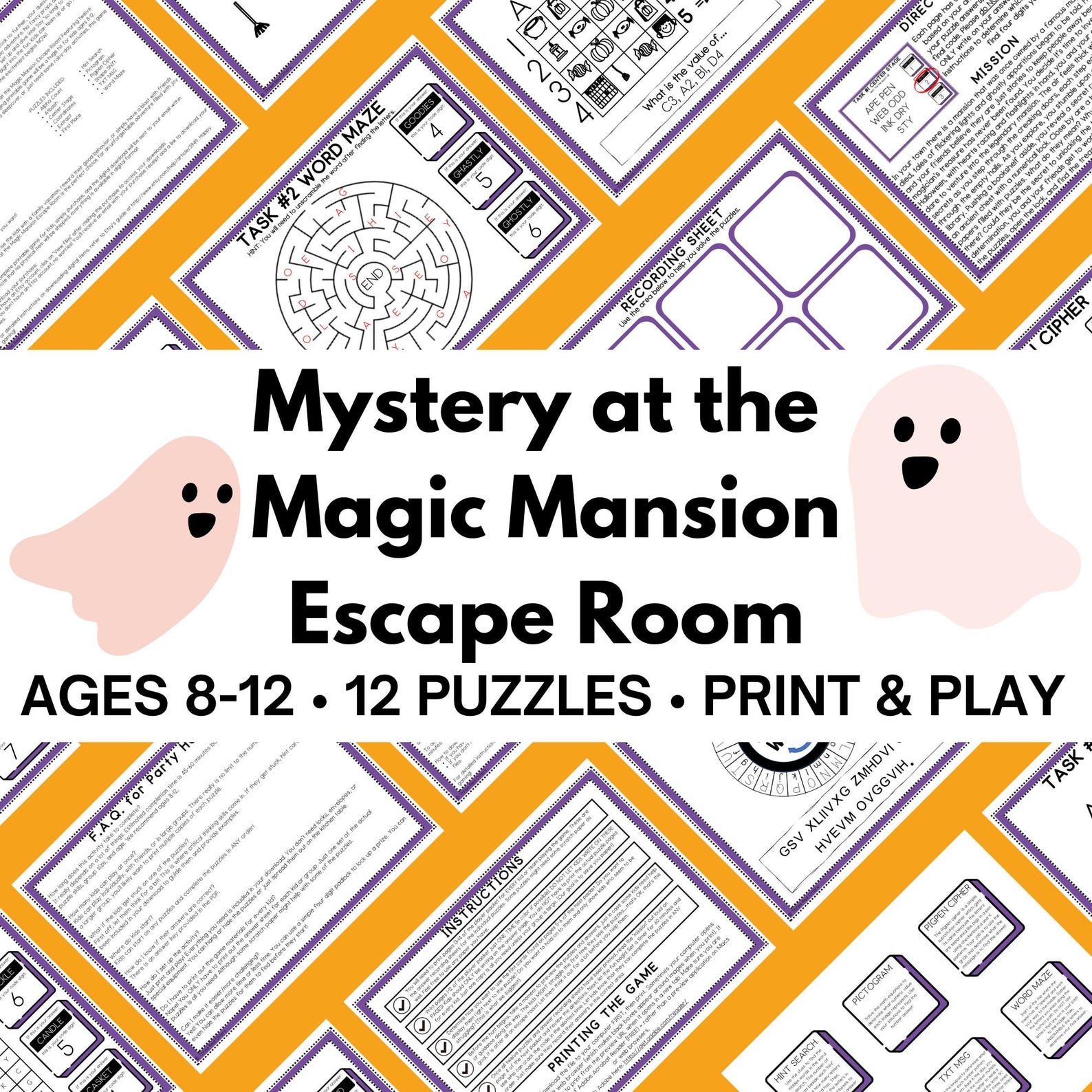 Halloween Escape Game - Mystery at the Magic Mansion Party Game - 12 ...